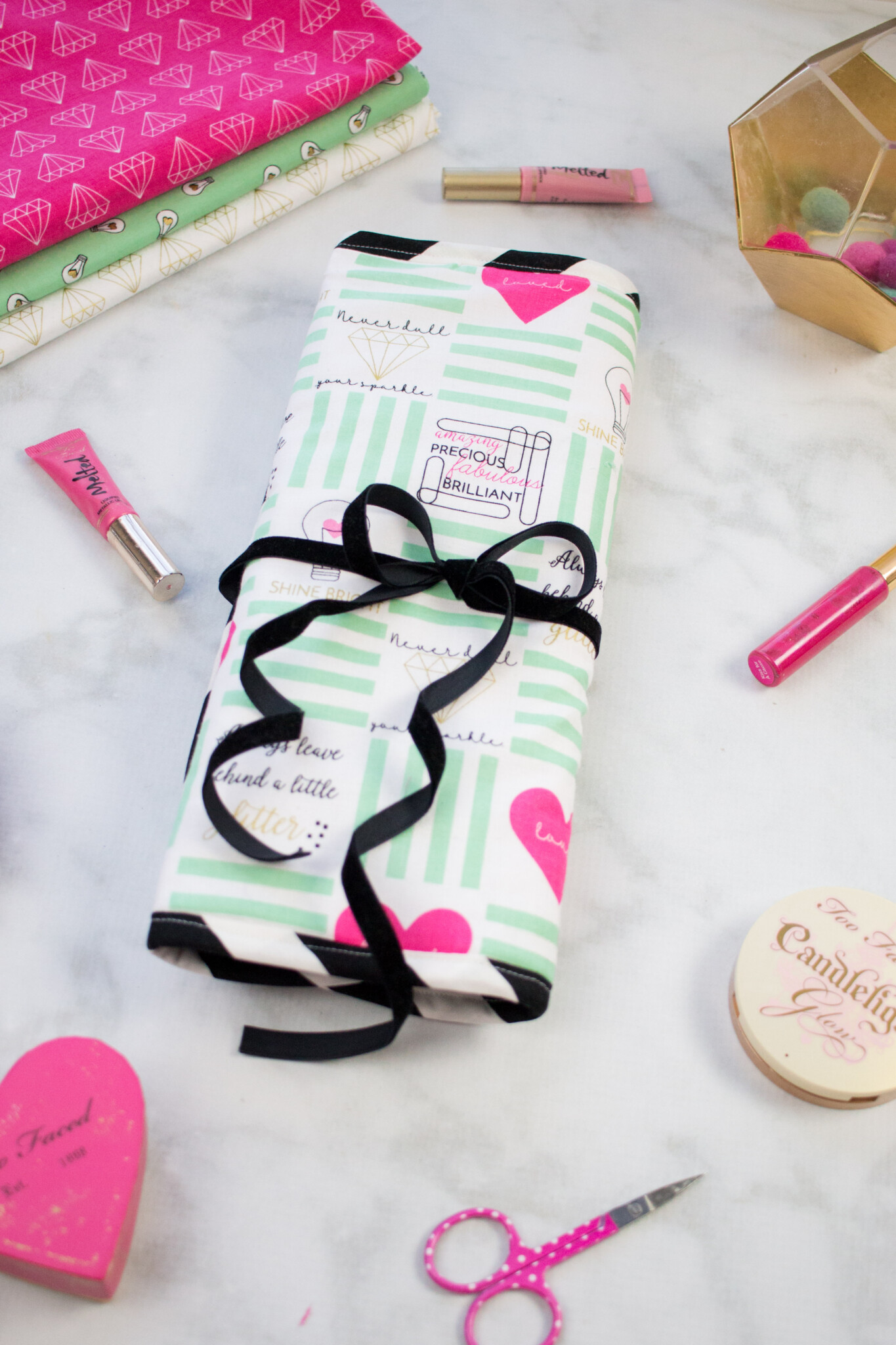 Makeup Brush Roll Bag Tutorial - Sweet Red Poppy