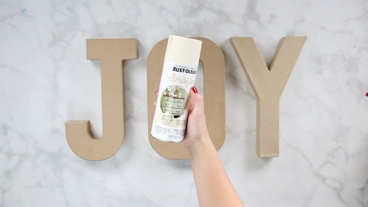 DIY Holiday JOY Sign Rustoleum Imagine Spray Paint - Sweet Red Poppy