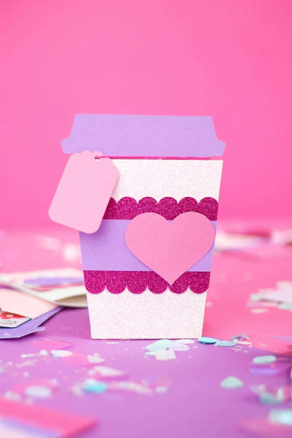 Valentine's Day Coffee Cup Gift Card Holder SVG Cut File - Sweet Red Poppy