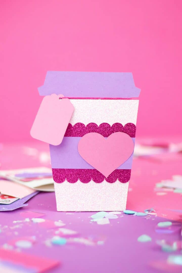 Valentine's Day Coffee Cup Gift Card Holder SVG Cut File - Sweet Red Poppy