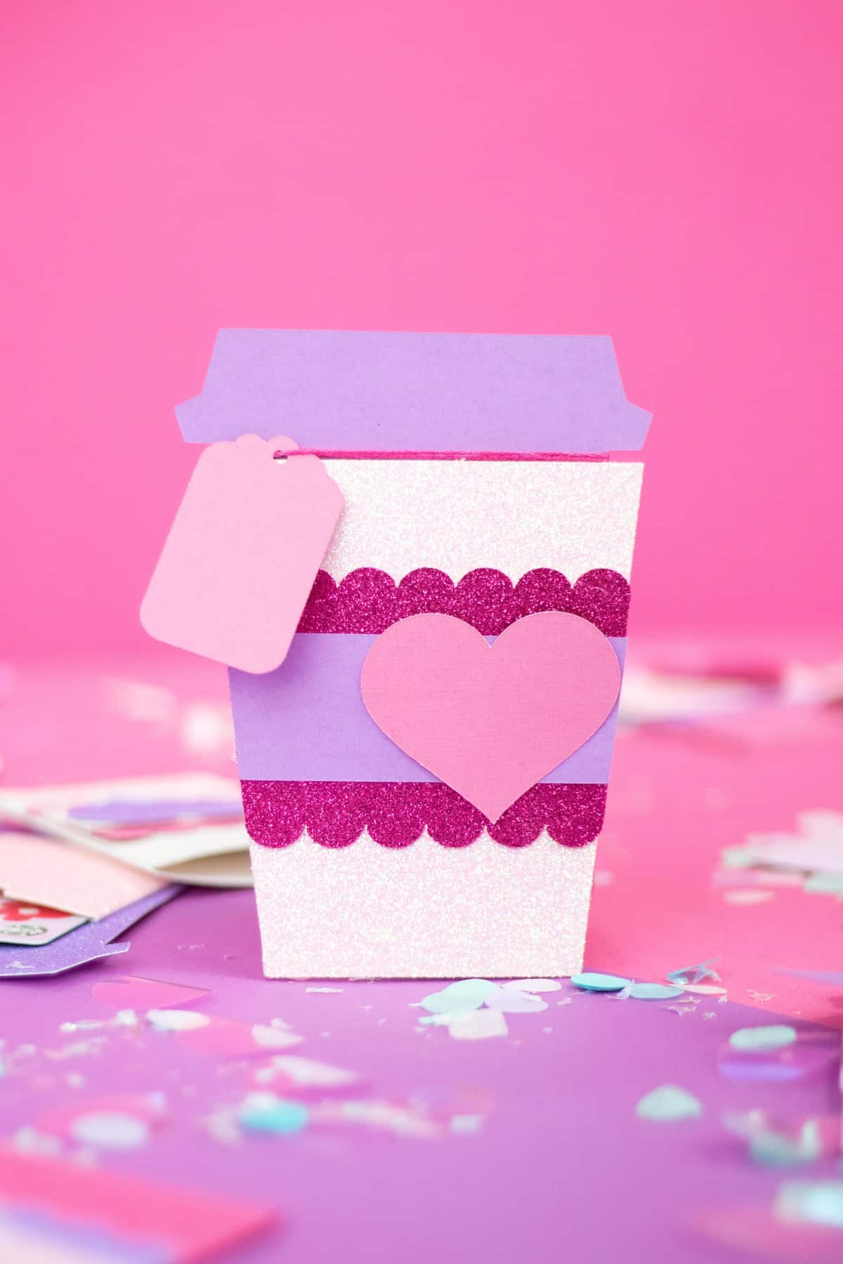 Valentine's Day Coffee Cup Gift Card Holder SVG Cut File - Sweet Red Poppy