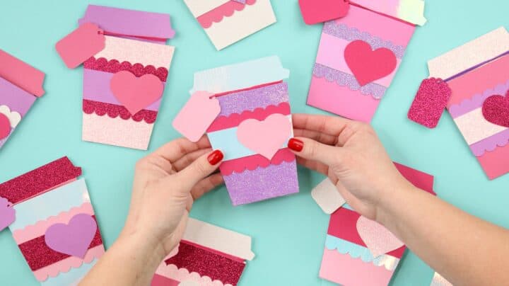 Valentine's Day Coffee Cup Gift Card Holder SVG Cut File - Sweet Red Poppy