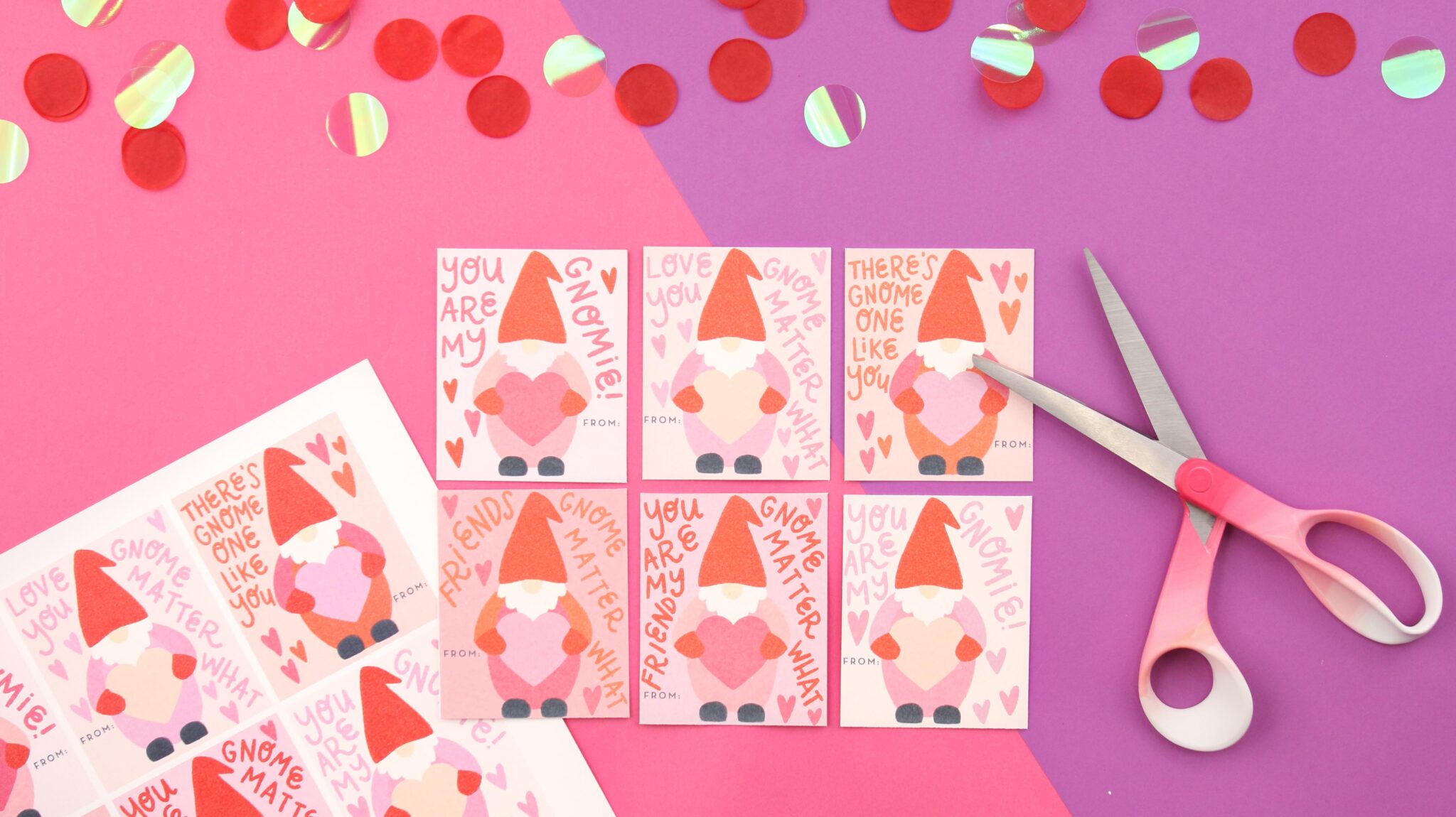 Valentine's Day Printable Gnome Cards - Sweet Red Poppy