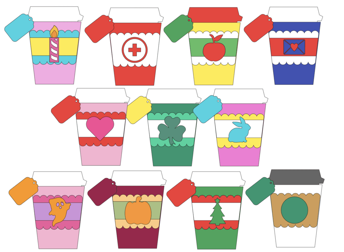 Valentine's Day Coffee Cup Gift Card Holder SVG Cut File - Sweet Red Poppy