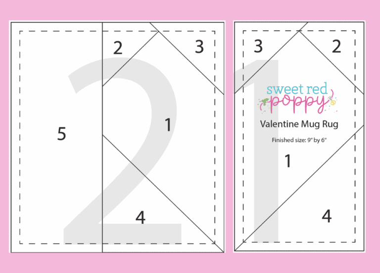 Valentine's Heart Mug Rug Pattern - Sweet Red Poppy