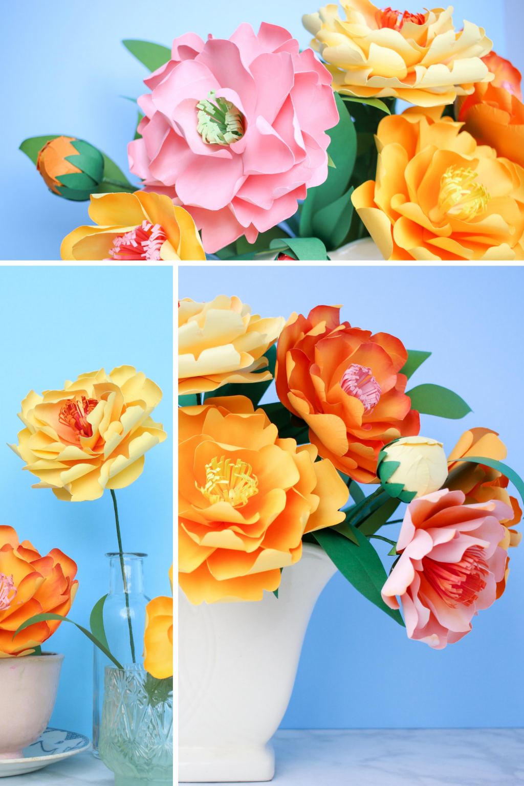 DIY Paper Peony Flower Sweet Red Poppy