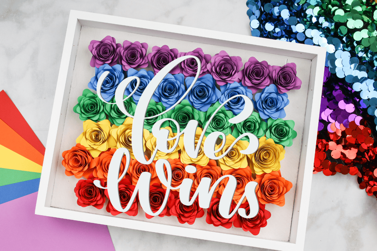 Rainbow Pride Rolled Flower Shadow Box - Sweet Red Poppy