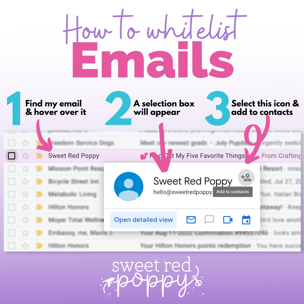 How to Whitelist Emails - Sweet Red Poppy