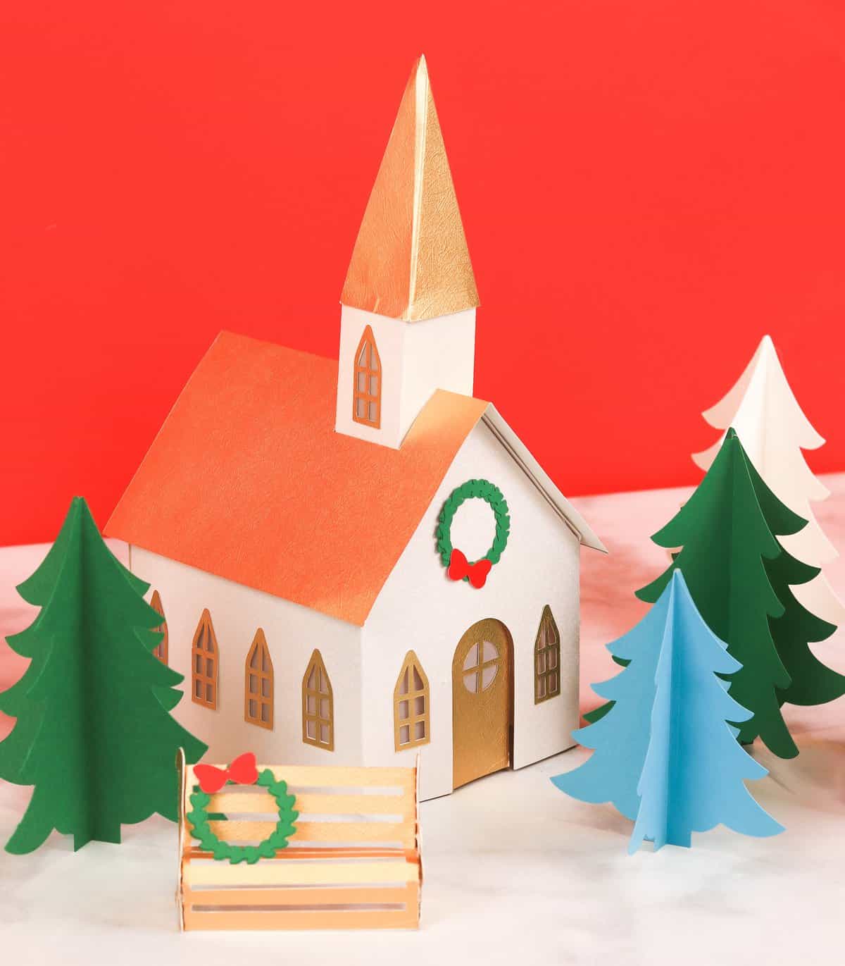 Christmas Paper Church - Sweet Red Poppy