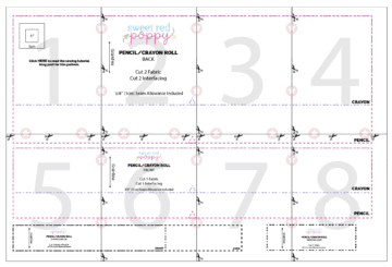 Pencil Roll Sewing Pattern for Colored Pencils or Crayons - Sweet Red Poppy
