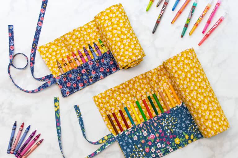 Pencil Roll Sewing Pattern for Colored Pencils or Crayons - Sweet Red Poppy
