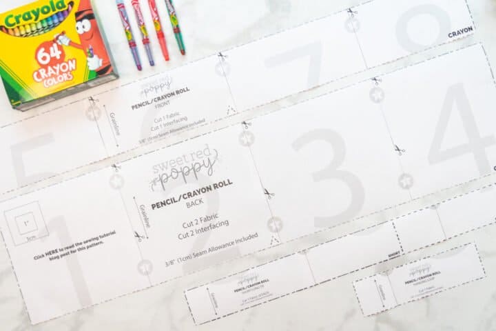 Pencil Roll Sewing Pattern for Colored Pencils or Crayons - Sweet Red Poppy