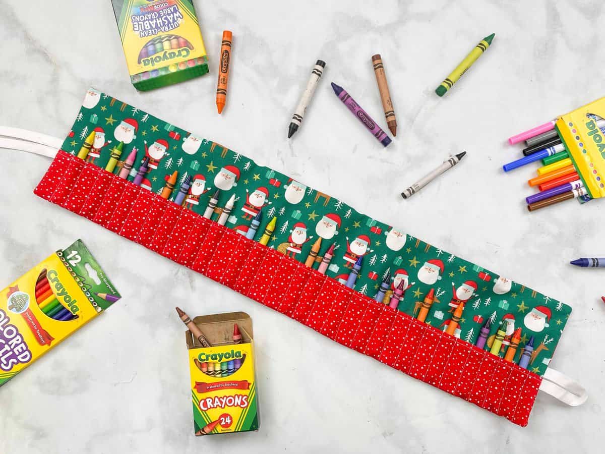 Pencil Roll Sewing Pattern for Colored Pencils or Crayons - Sweet Red Poppy