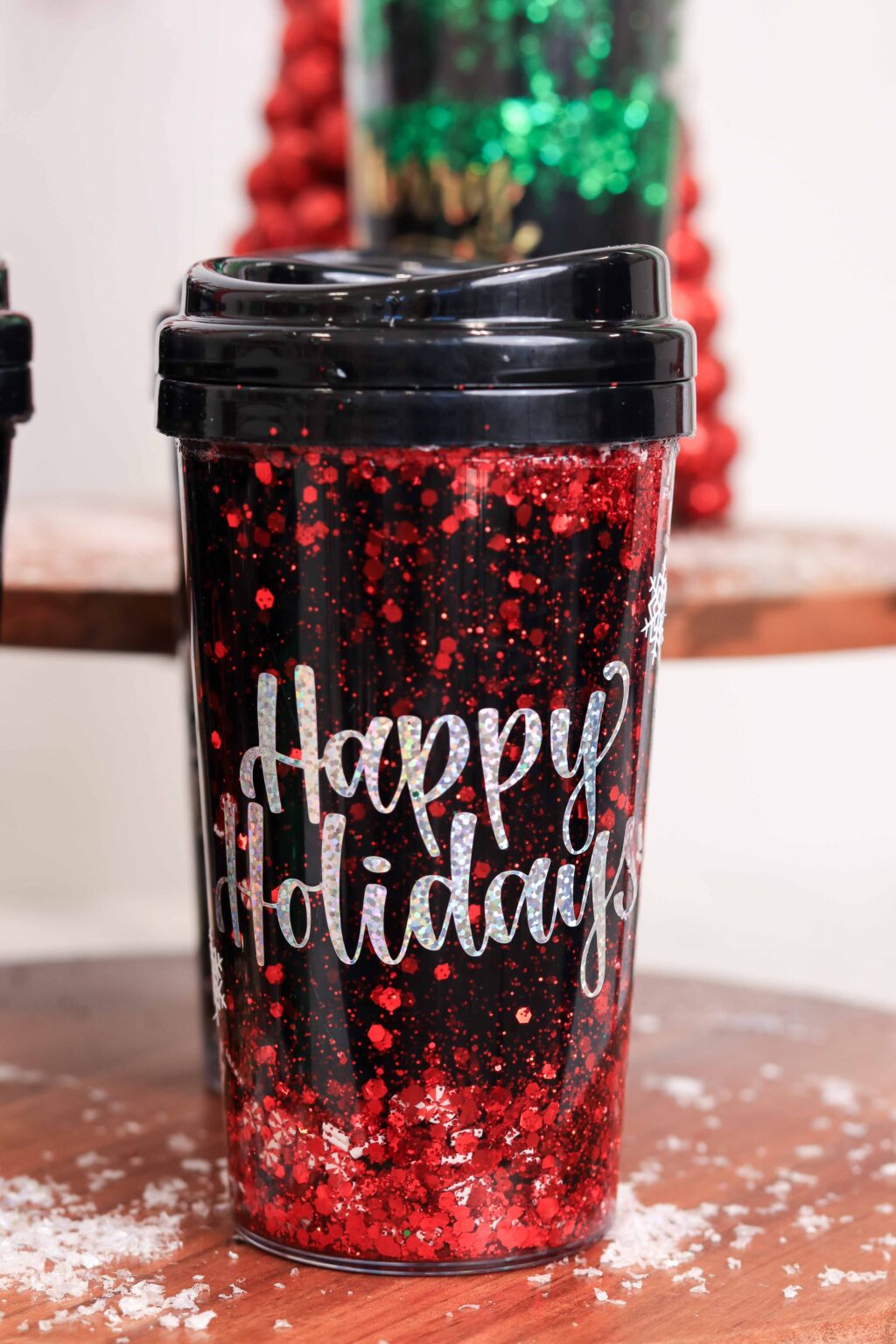 How to Make DIY Dollar Tree Snow Globe Tumblers - Sweet Red Poppy