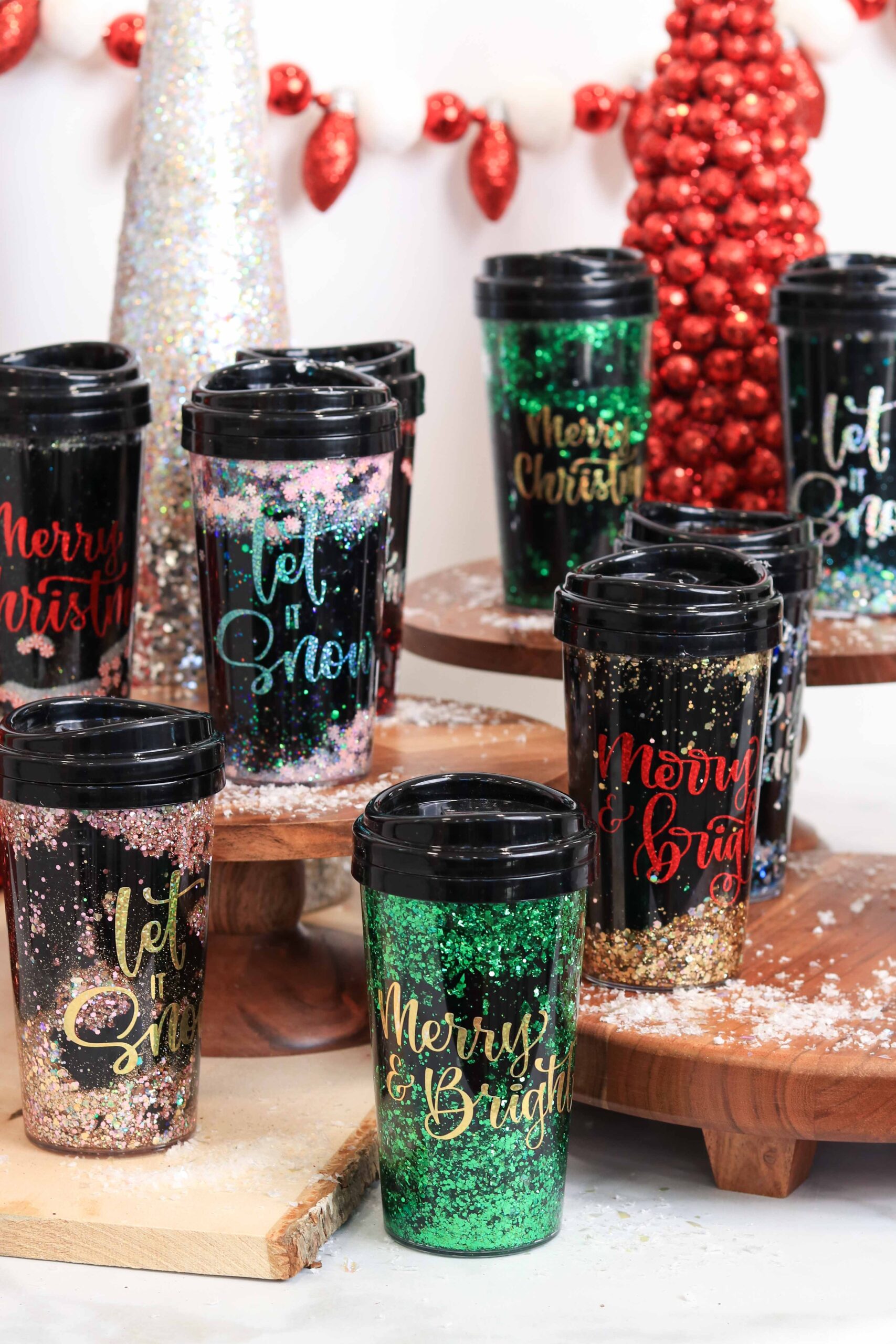 How to Make DIY Dollar Tree Snow Globe Tumblers - Sweet Red Poppy