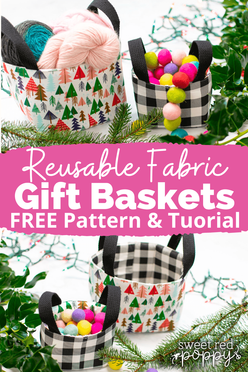 Reusable Holiday Gift Baskets - Sweet Red Poppy