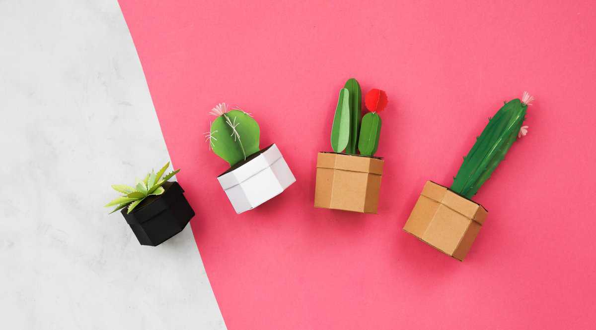 3D Potted Paper Cactus Free Templates and Tutorial - Sweet Red Poppy