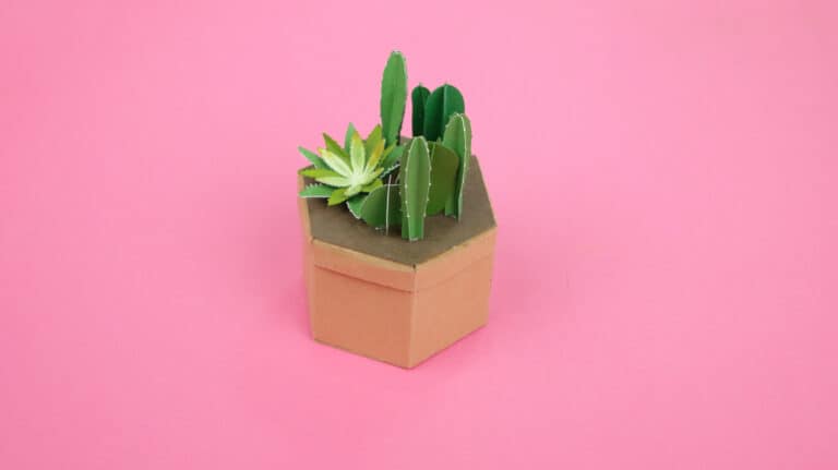 3D Potted Paper Cactus Free Templates and Tutorial - Sweet Red Poppy