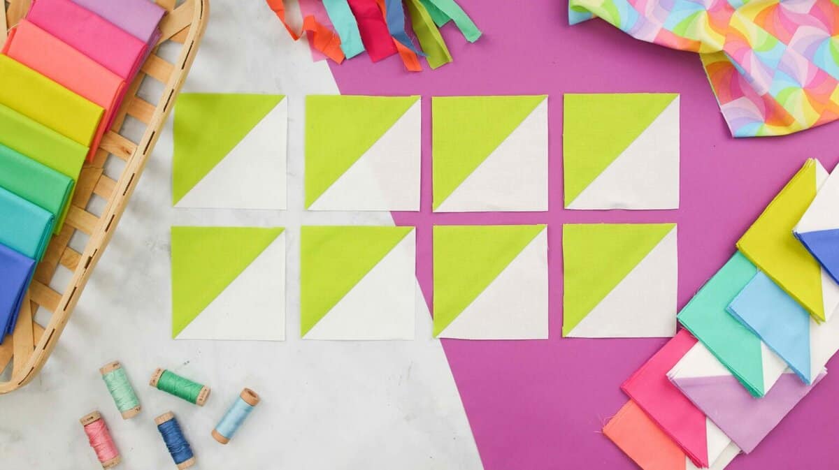 How to Sew a Half Square Triangle - Eight at a Time - Sweet Red Poppy