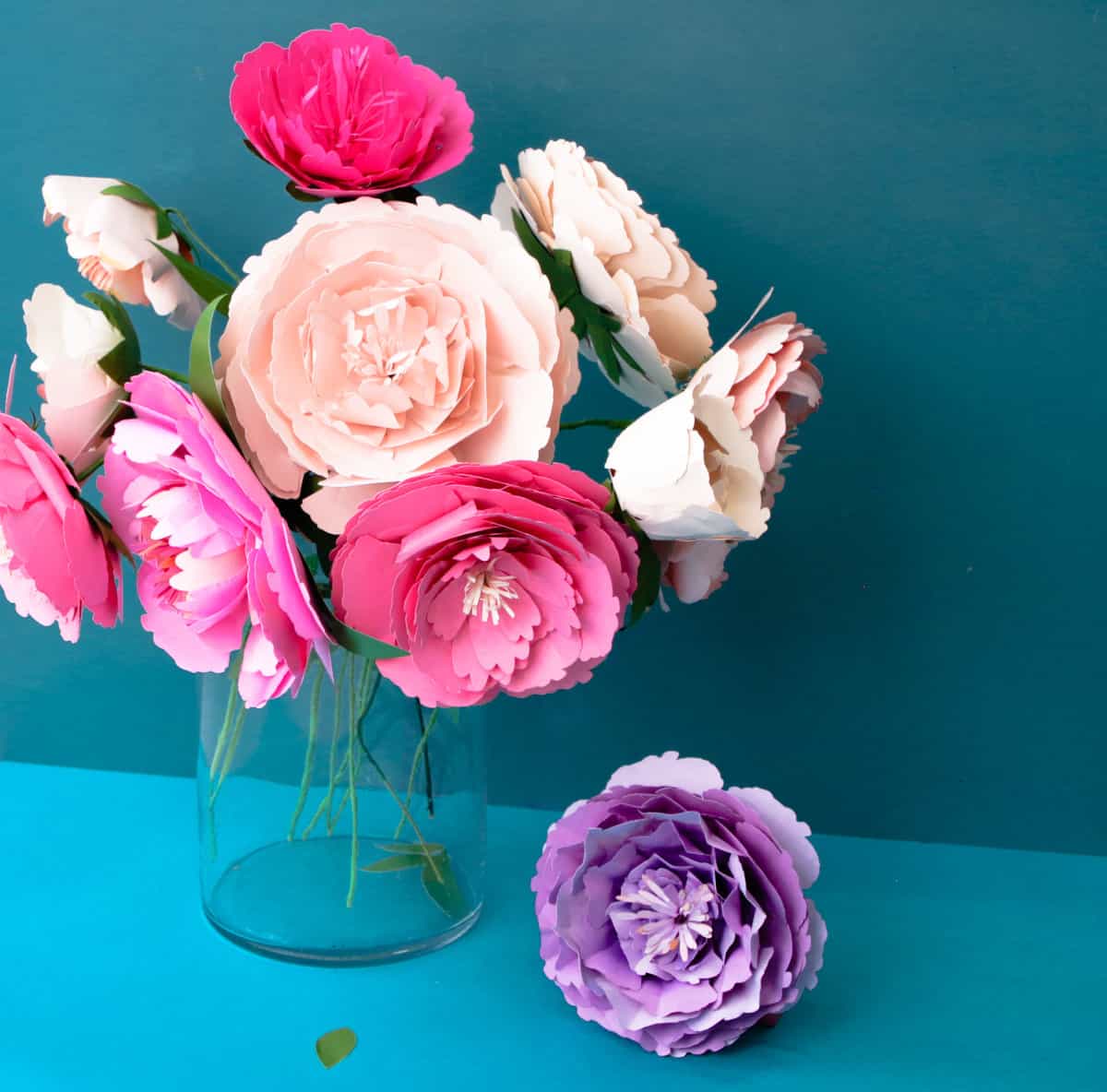 Ball Peony Paper Flower Free Template - Sweet Red Poppy