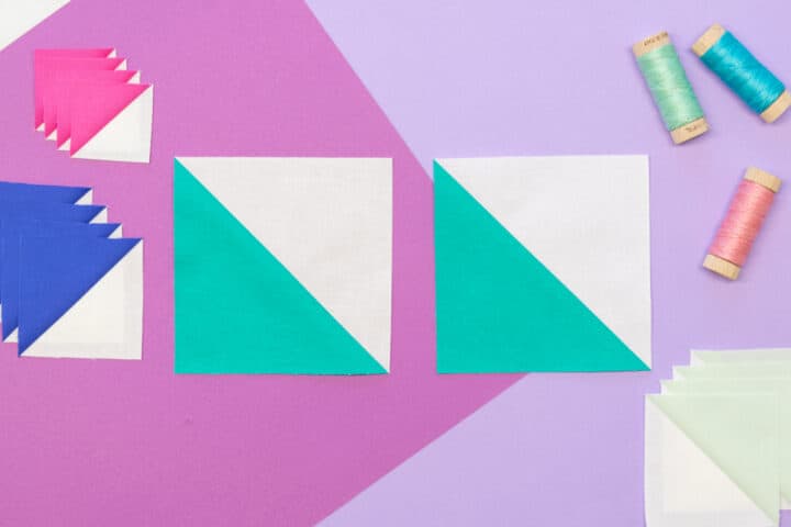 How to Sew a Half Square Triangle - Two at a Time - Sweet Red Poppy