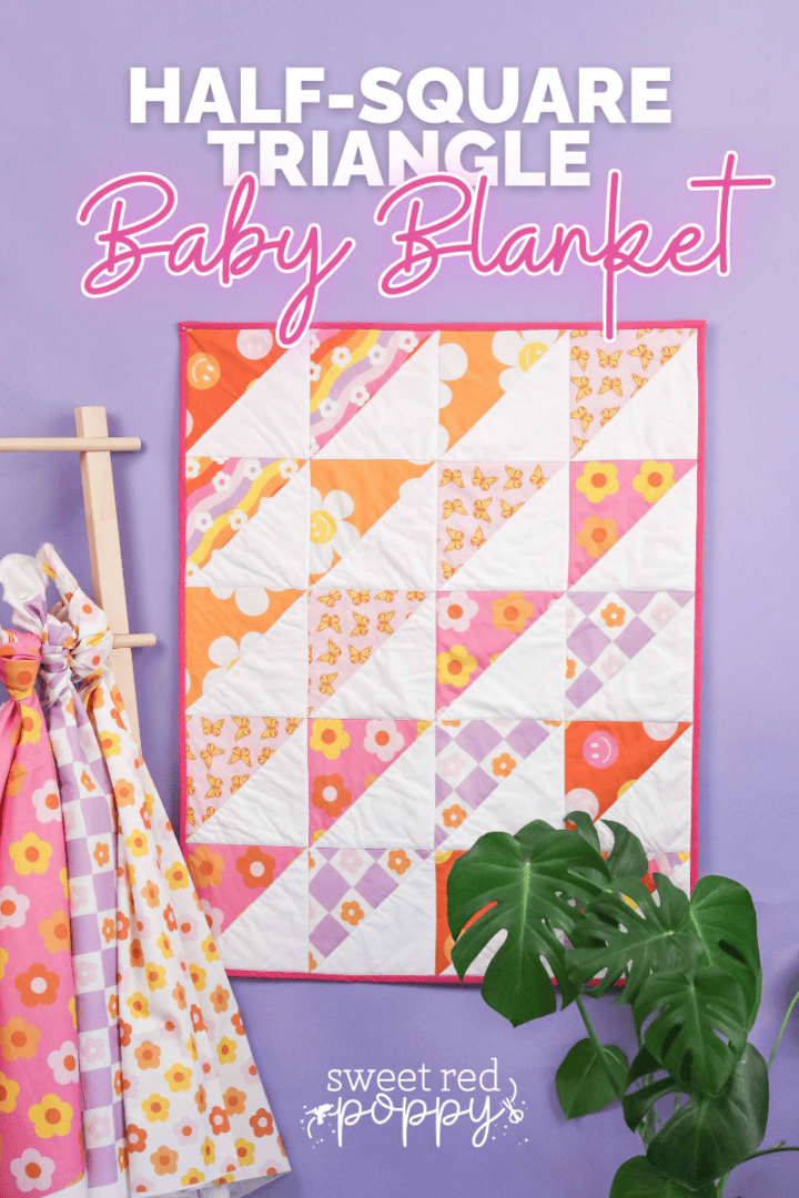 Easy Baby Quilt Pattern | Half Square Triangle Baby Quilt - Sweet Red Poppy