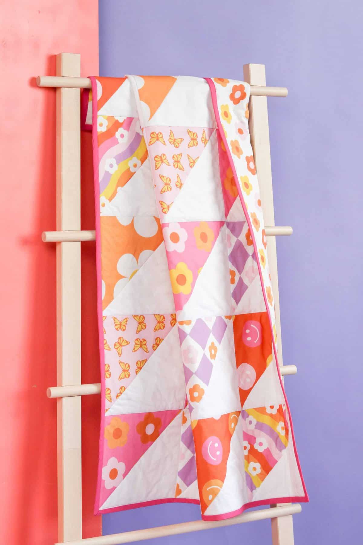 Easy Baby Quilt Pattern | Half Square Triangle Baby Quilt - Sweet Red Poppy