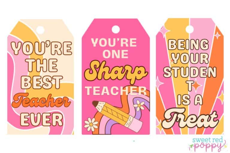 Free Printable Teacher Appreciation Gift Tags - Sweet Red Poppy