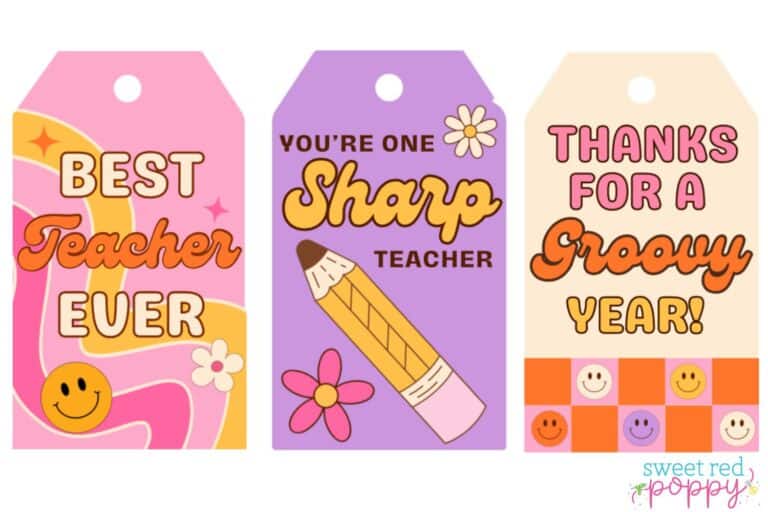 Free Printable Teacher Appreciation Gift Tags - Sweet Red Poppy