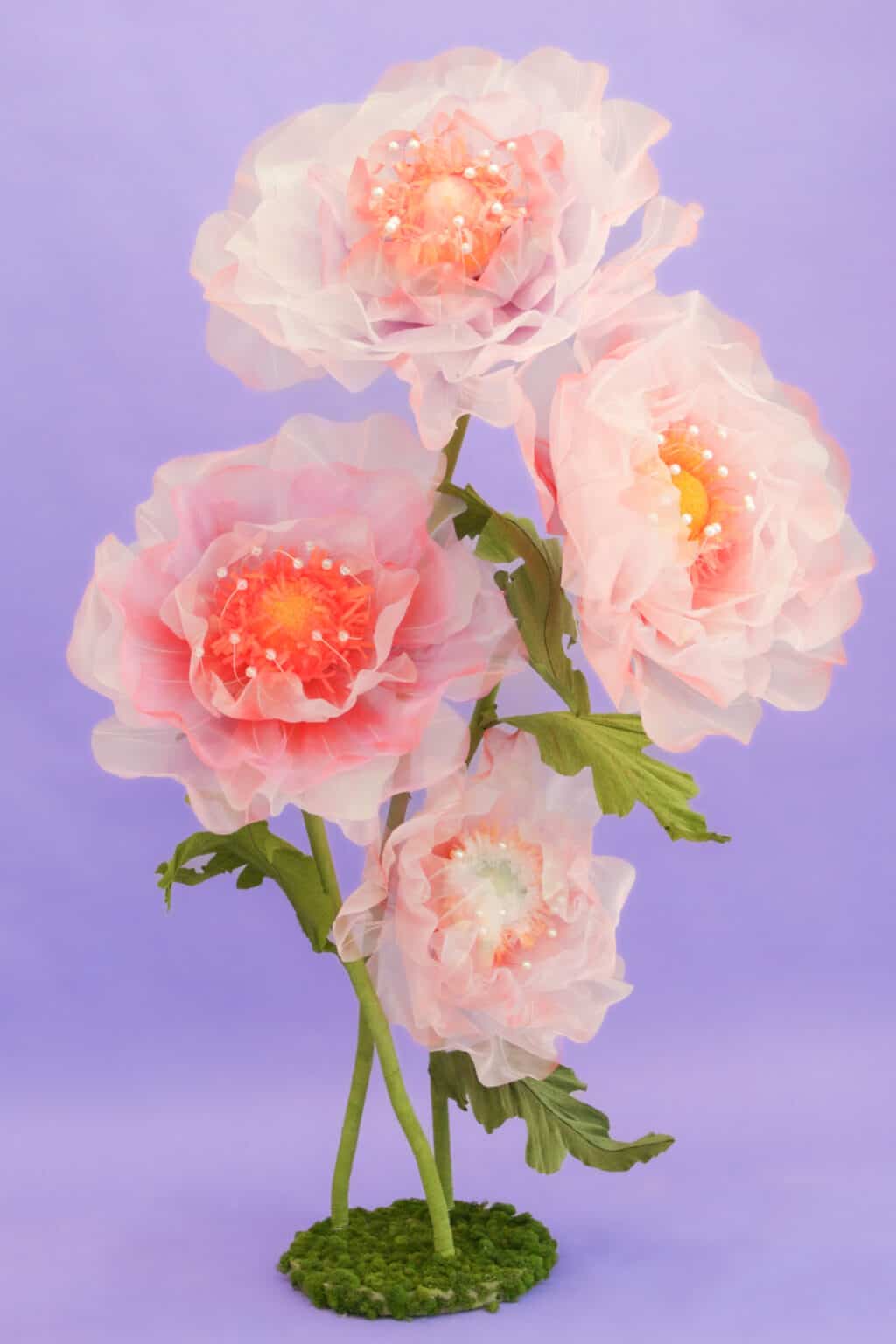 How to Make a Giant Standing Organza Fabric Flower - Sweet Red Poppy