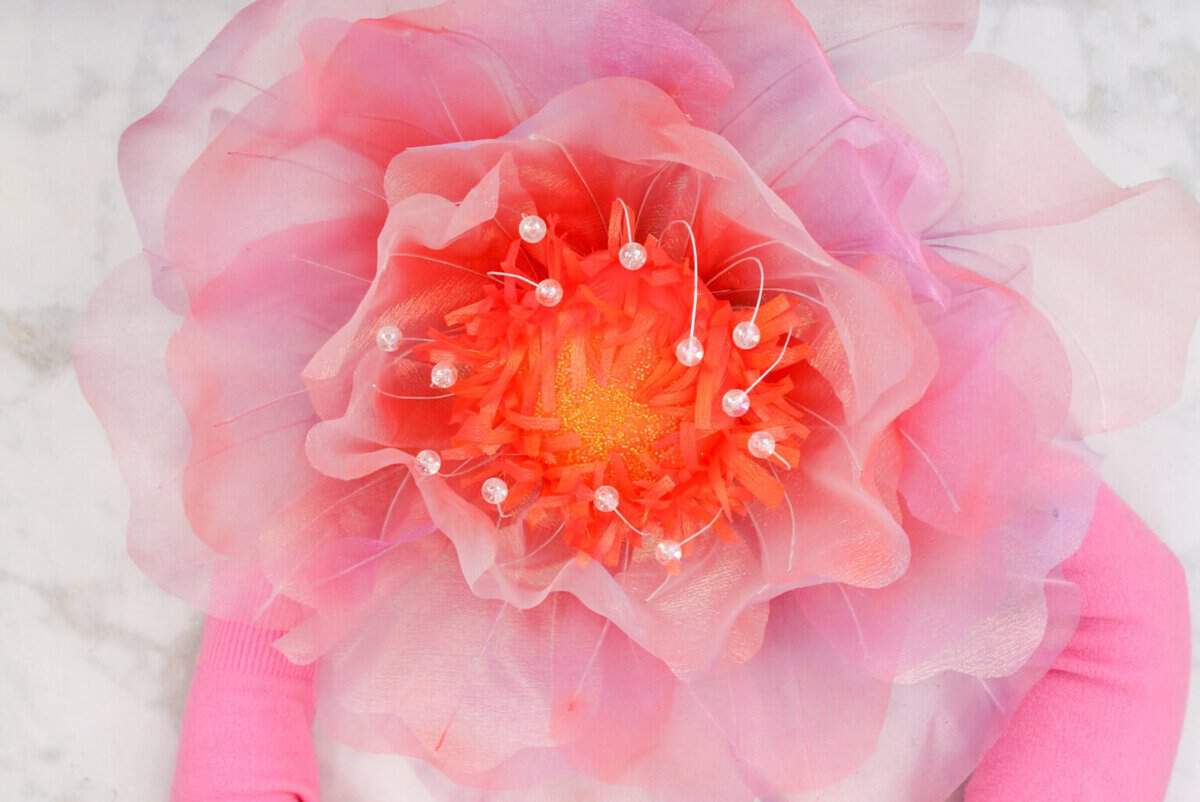 How to Make a Giant Standing Organza Fabric Flower - Sweet Red Poppy