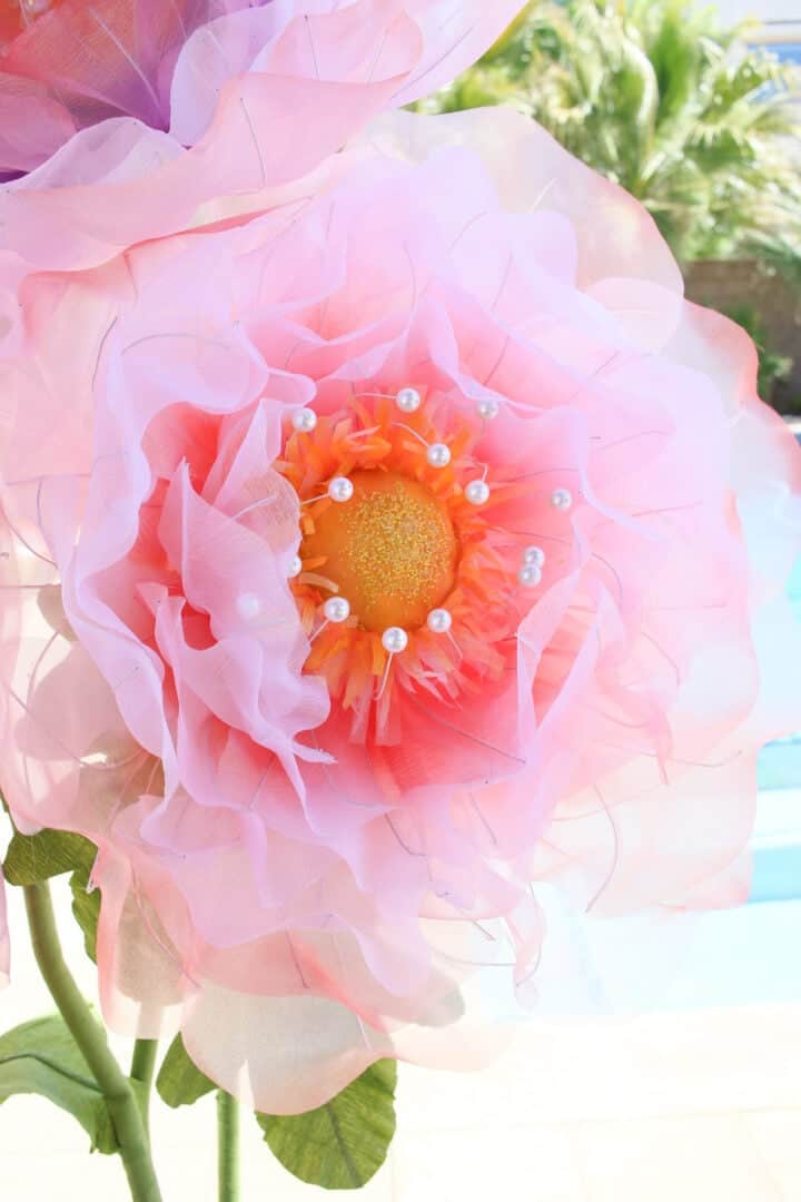 How to Make a Giant Standing Organza Fabric Flower - Sweet Red Poppy