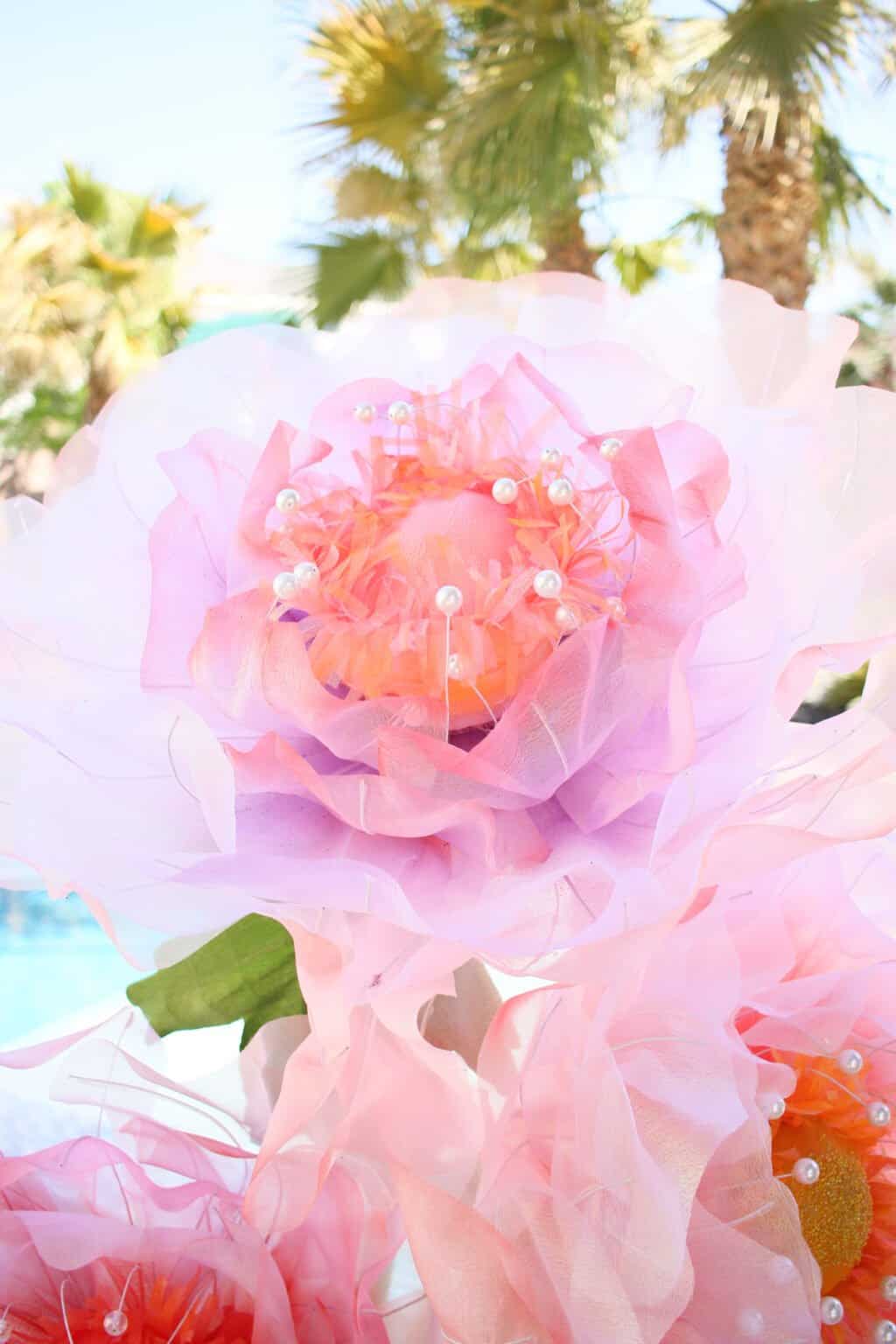 How to Make a Giant Standing Organza Fabric Flower - Sweet Red Poppy
