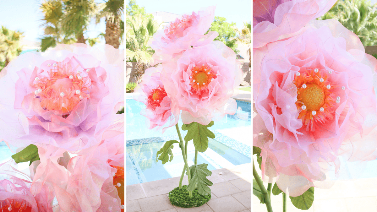 How to Make a Giant Standing Organza Fabric Flower - Sweet Red Poppy